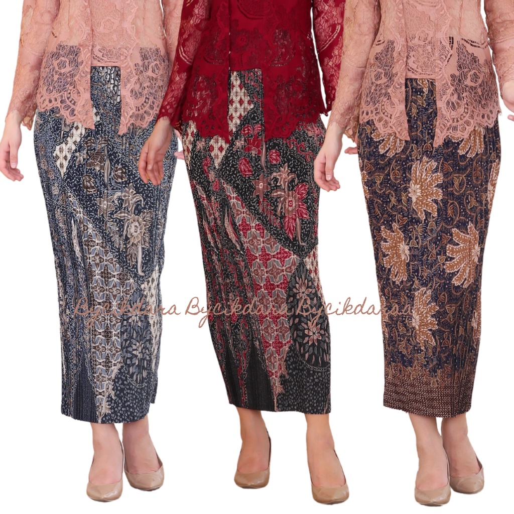 Jual Rok Plisket Batik Bahan Foil Semi Sutra Premium | Skirt Batik ...