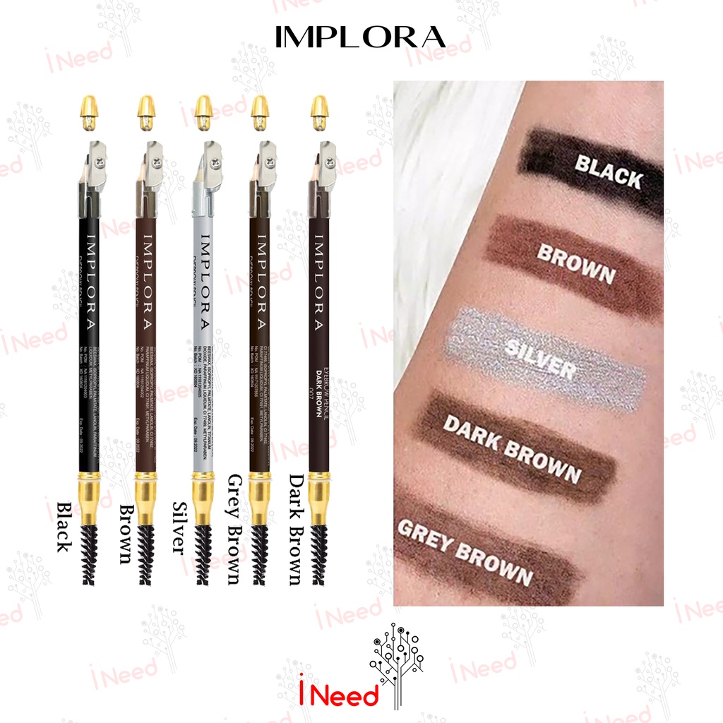 Jual (INEED) BPOM PENSIL ALIS IMPLORA / EYEBROW PENCIL - brown | black ...