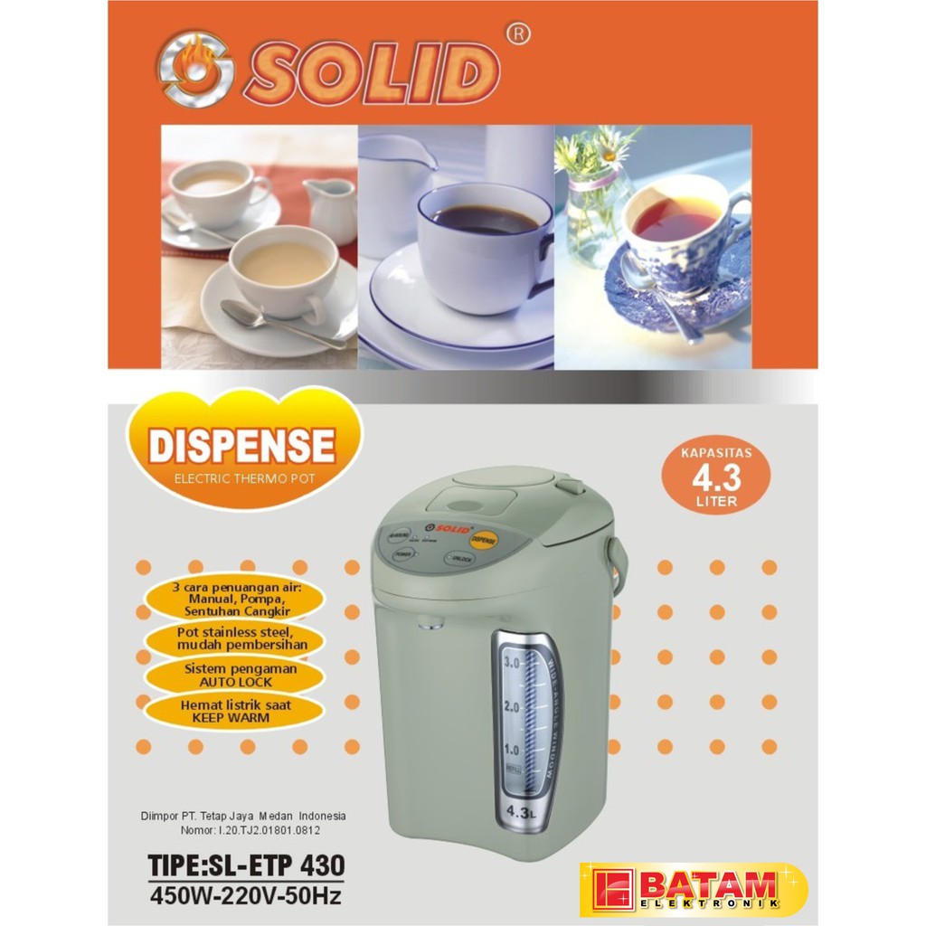 Jual Termos Elektrik SOLID SL-ETP 430 Electric Thermo Pot | Shopee ...