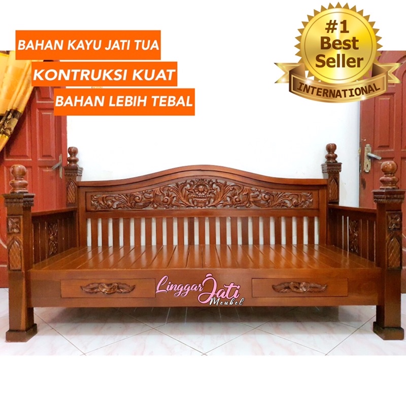 Jual BALE BALE JATI RAHWANA BALE JATI BANGKU KURSI TUNGGU KAYU JATI ...