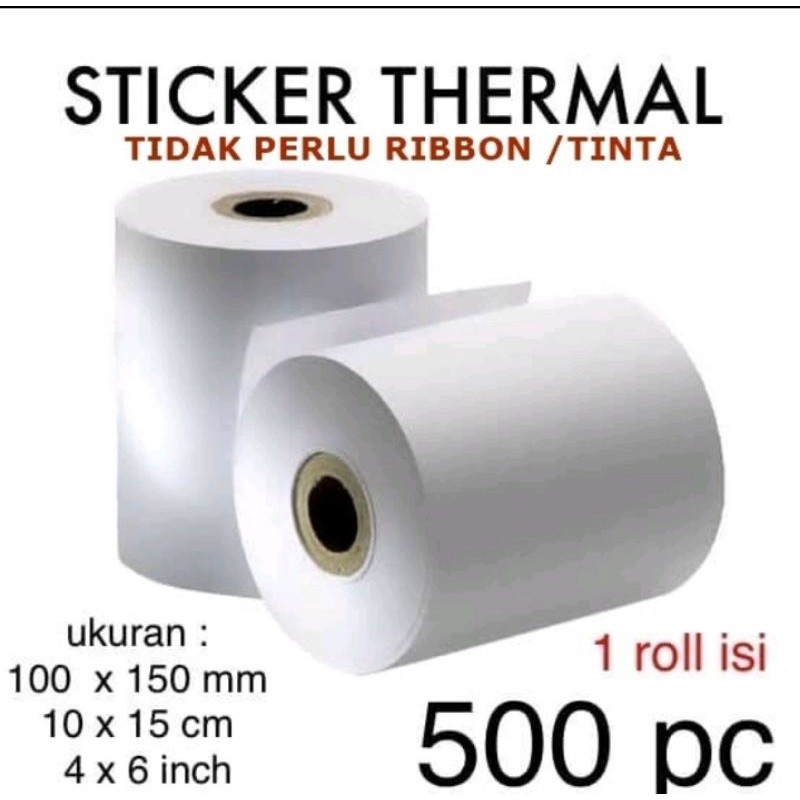 Jual Kertas Thermal 100 x 150 mm 500 pcs Stiker Label Barcode A6 - Roll | Shopee Indonesia