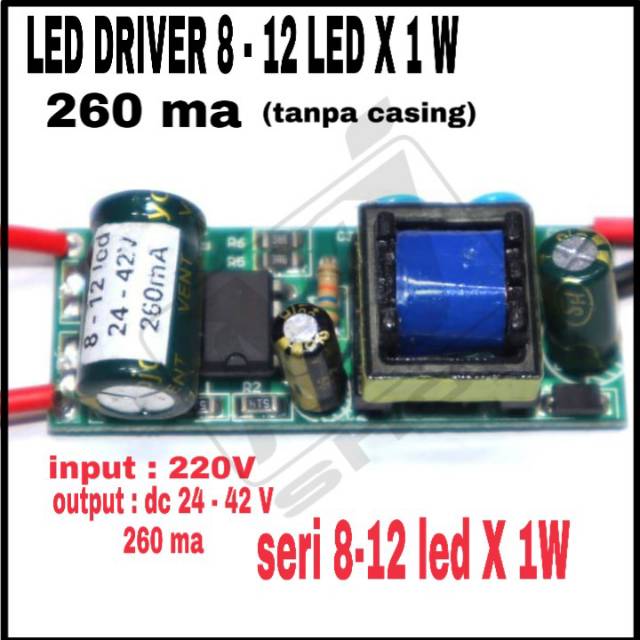 Jual LED DRIVER 8 - 12 x 1 WATT 260 - 280 mA ( TANPA CASING ) | Shopee Indonesia
