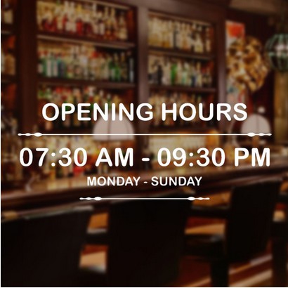 Jual Stiker Open Hours pintu kaca Cafe Kantor Resto Sticker Jam Buka ...