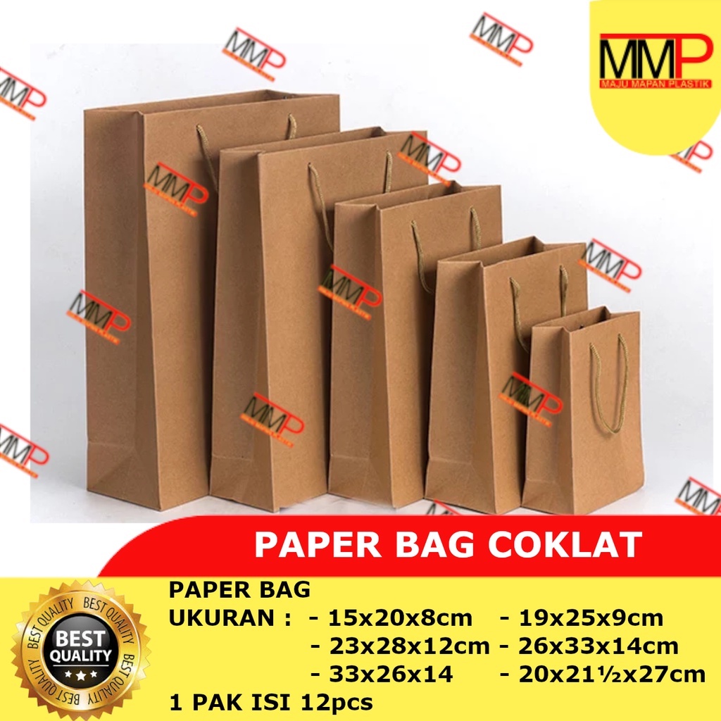 Jual [12 pcs] Paper Bag Coklat / Kantong Tas Kertas Coklat / Tas Kertas ...