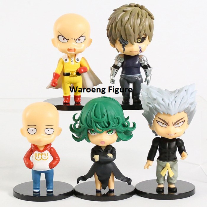 Jual One Punch Man Set of 5 Saitama Genos Tatsumaki Garou Action Figure ...