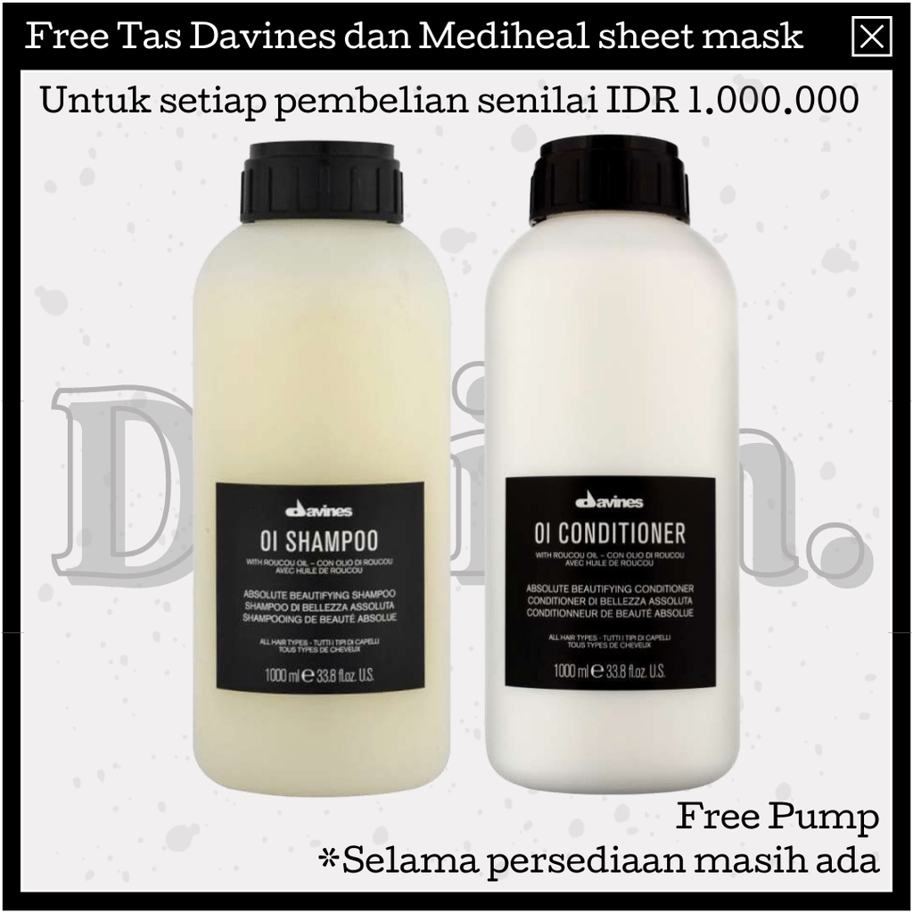 Jual Davines - Paket Oi Shampoo 1000ml + Conditioner 1000ml | Shopee Indonesia