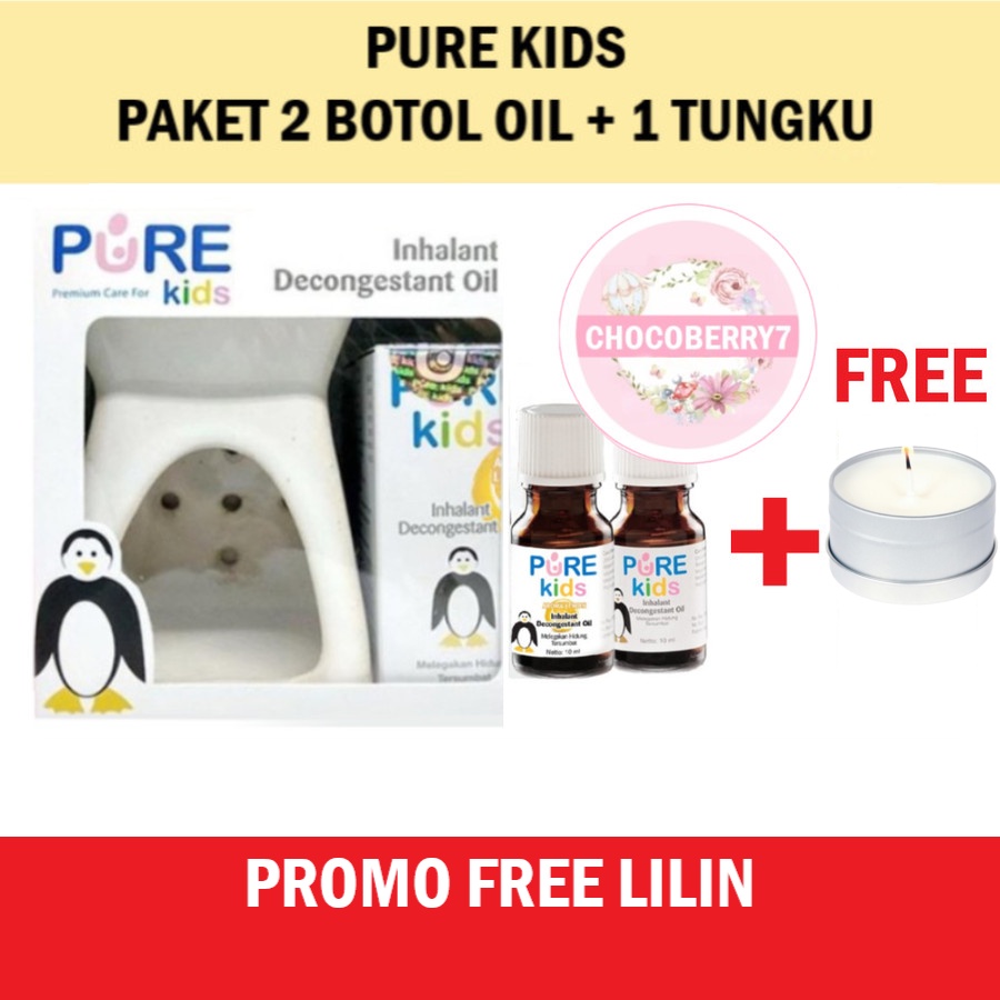 Jual PAKET PURE KIDS INHALANT DECONGESTANT OIL 2 BOTOL + TUNGKU + LILIN ...