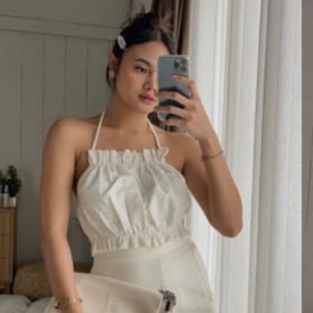 Jual Backless Tank Top Linen Hitam & Putih | Shopee Indonesia