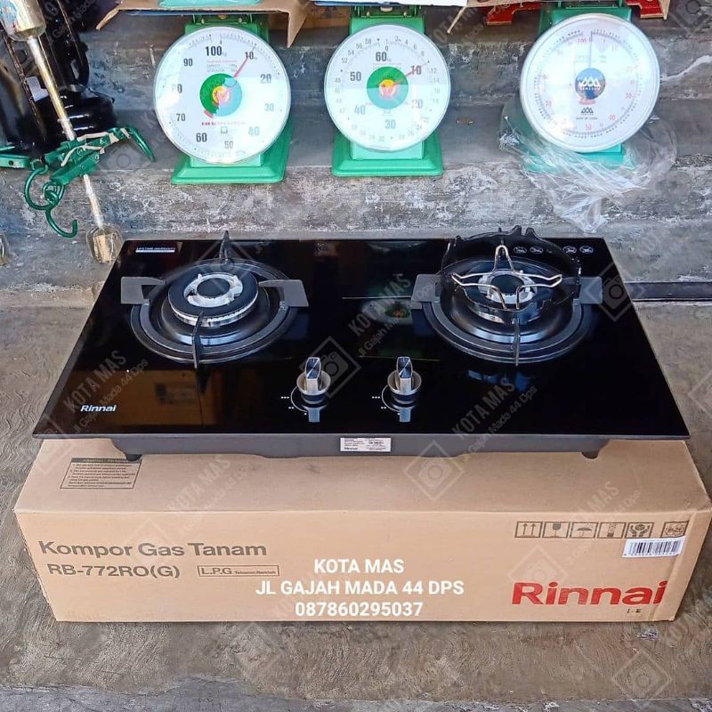 Jual Kompor Tanam 2 Tungku Kaca Rinnai RB772ROG Safety Tempered Glass Gas Stove RB 772 ROG ...