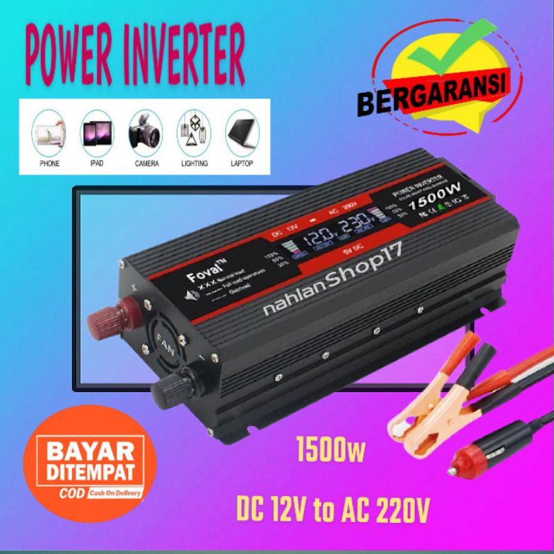 Jual POWER INVERTER 1500W SOLAR INVERTER DAYA DC 12V TO AC 220V 2 USB ...