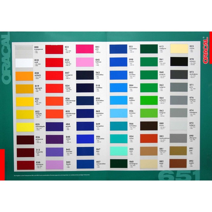 Jual Stiker / Sticker ORACAL 651 series GLOSSY / MATTE (100cm x 126cm ...