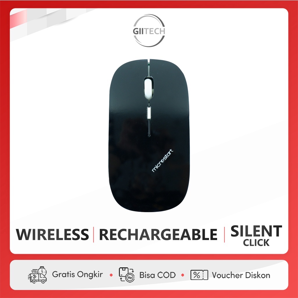 Jual MOUSE WIRELESS SILENT CLICK RECHARGEABLE VERSI DONGLE MODEL SLIM ...