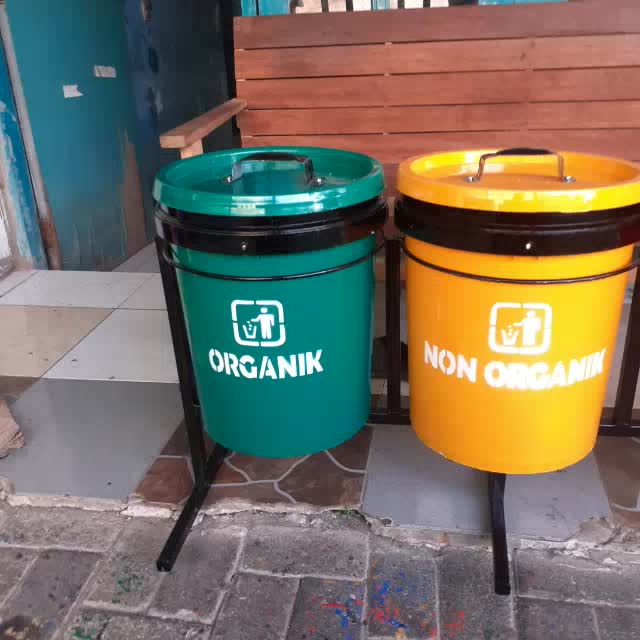 Jual JUAL TEMPAT SAMPAH 1 SET FIBER 3 PILAH, TONG SAMPAH 3 PILAH WARNA ...