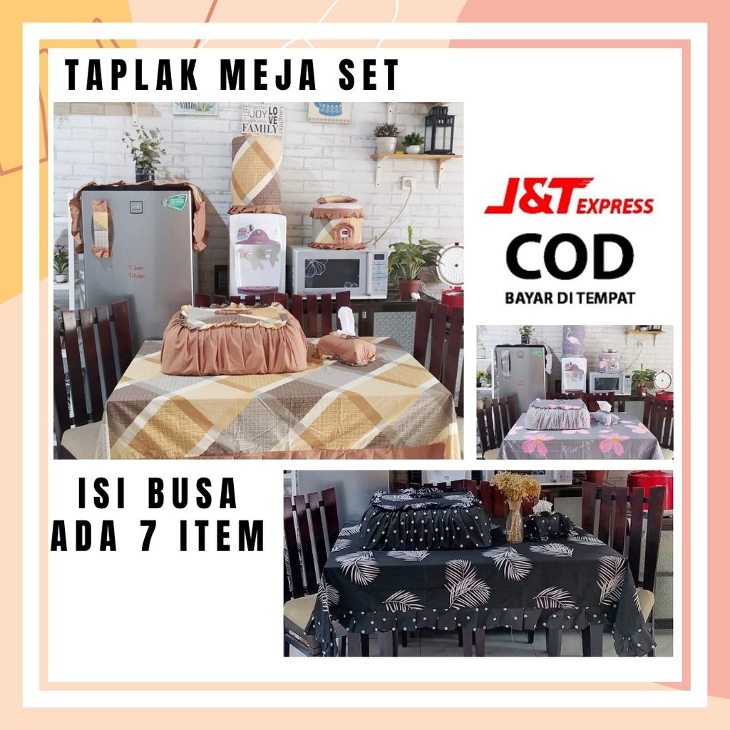 Jual BBBC Taplak Meja Makan Set Persegi Kotak Kulkas Galon Bulat Oval ...