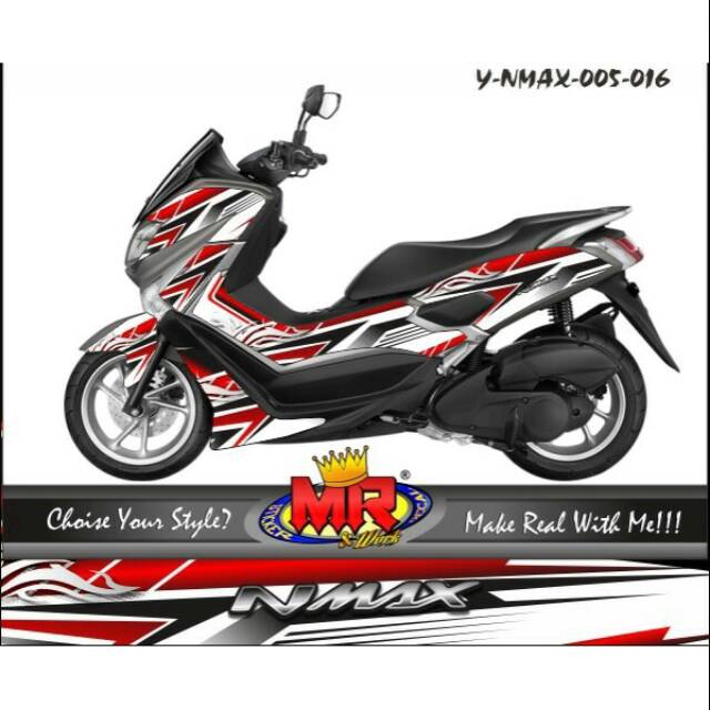 Jual Decal Dekal NMax putih merah Stiker Sticker striping N max desain ...