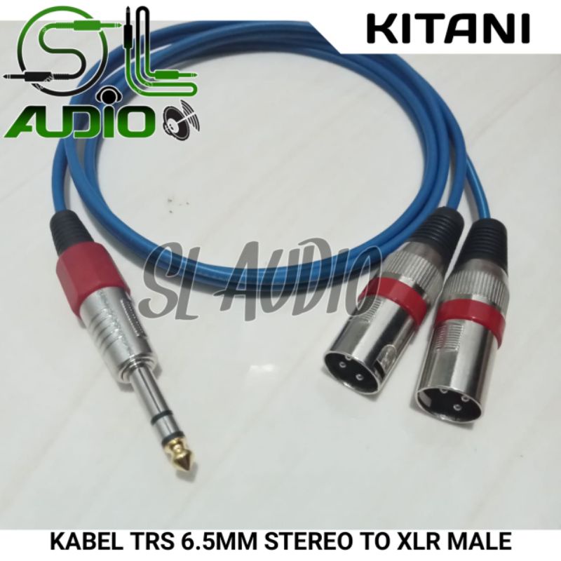 Jual kabel jack jek trs 6.5mm stereo to 2 canon xlr 3 pin male murah | Shopee Indonesia