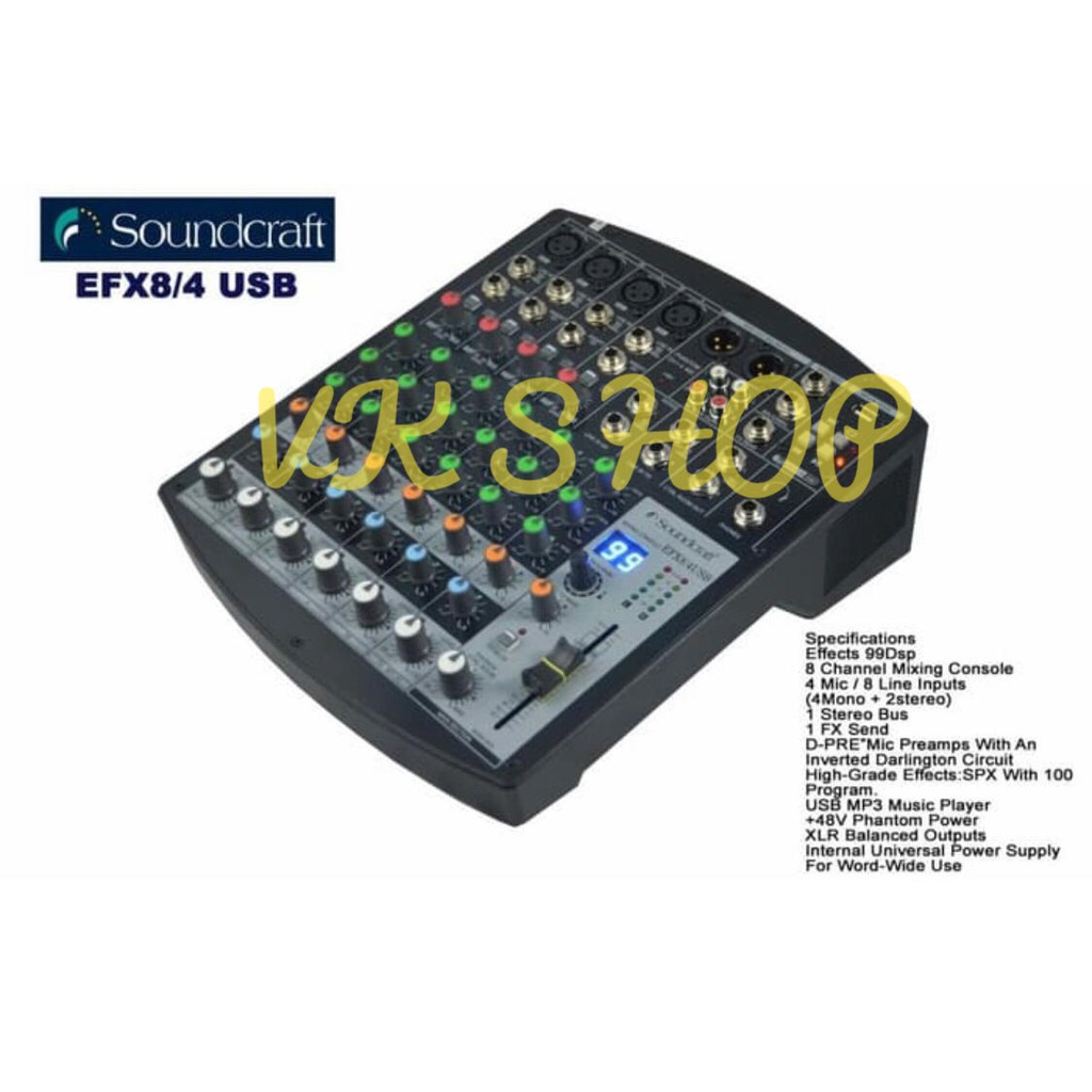 Jual MIXER SOUNDCRAFT EFX 8/4 USB 8 CHANNEL | Shopee Indonesia