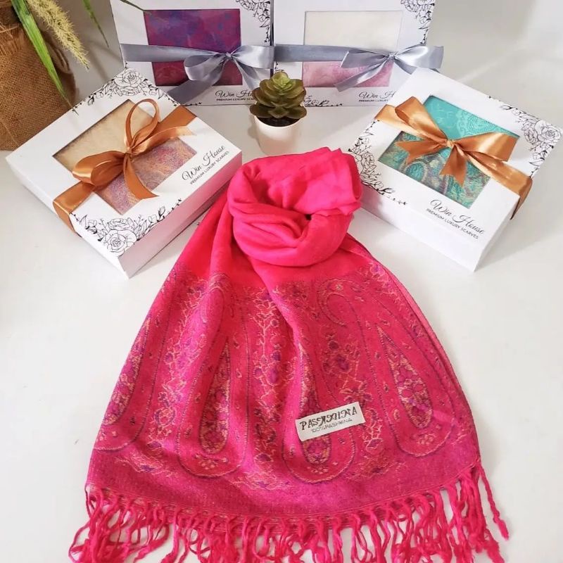 Jual PASHMINA PREMIUM TERMASUK GIFT BOX | CASHMERE SILK | SCARF SYAL ...