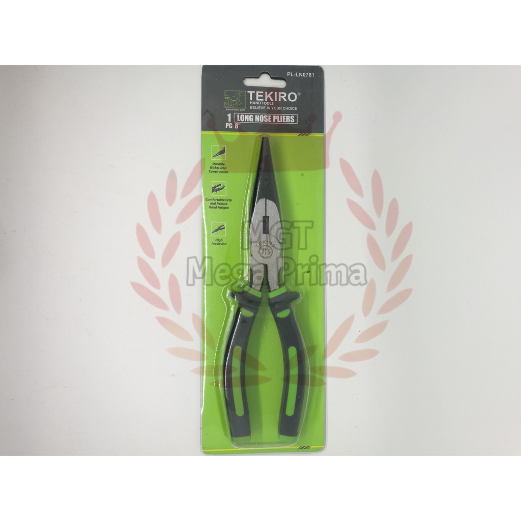 Jual TEKIRO TANG LANCIP CUCUT KOMBINASI POTONG 8" INCH LONG NOSE PLIERS 8" INCHI MERK TEKIRO ...