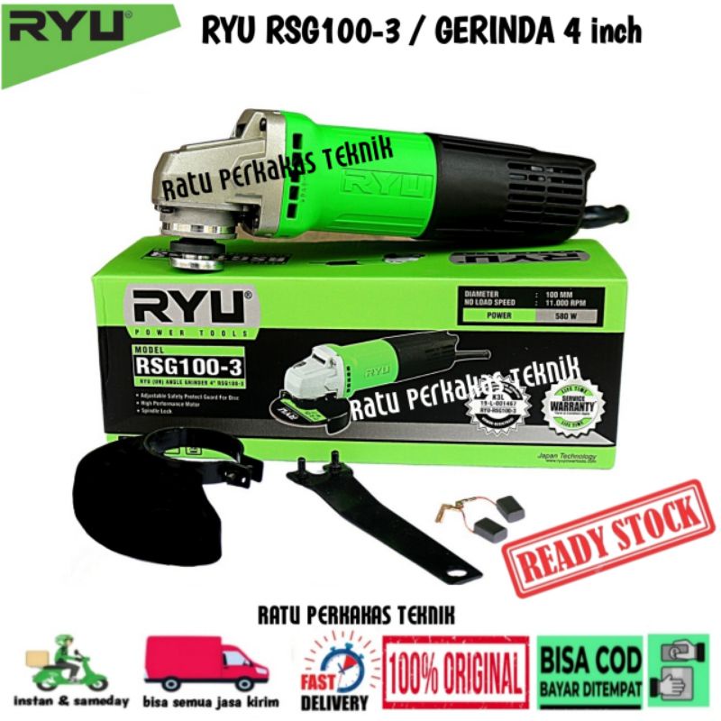 Jual TEKIRO RYU RSG 100-3 MESIN GERINDA GURINDA TANGAN 4 INCH ANGLE DISC GRINDER ORIGINAL GRINDA ...