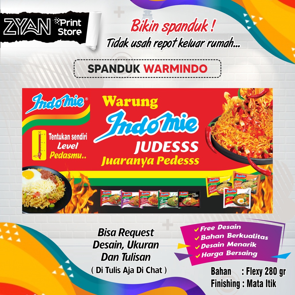 Jual SPANDUK BANNER WARMINDO PEDAS, MIE JEBEW | Shopee Indonesia