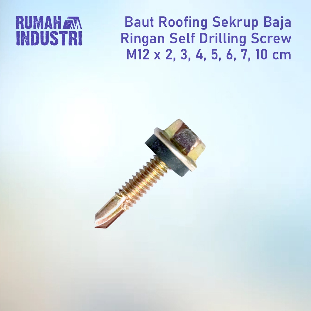Jual BAGUS! Baut Roofing Baja Ringan Kuningan Self Drilling Screw M12 x 2, 3, 4, 5, 6, 7, 10 cm ...