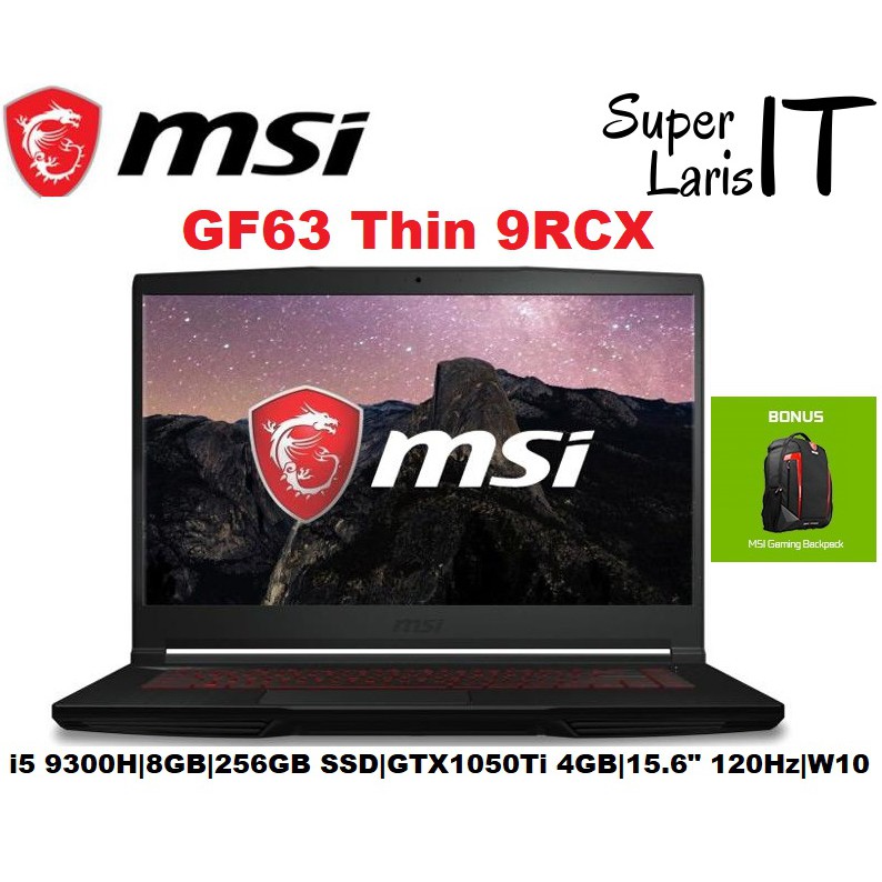 Jual Laptop Gaming MSI GF63 Thin 9RCX i5 9300H|8GB|256GB|GTX1050Ti|15.6 120Hz | Shopee Indonesia