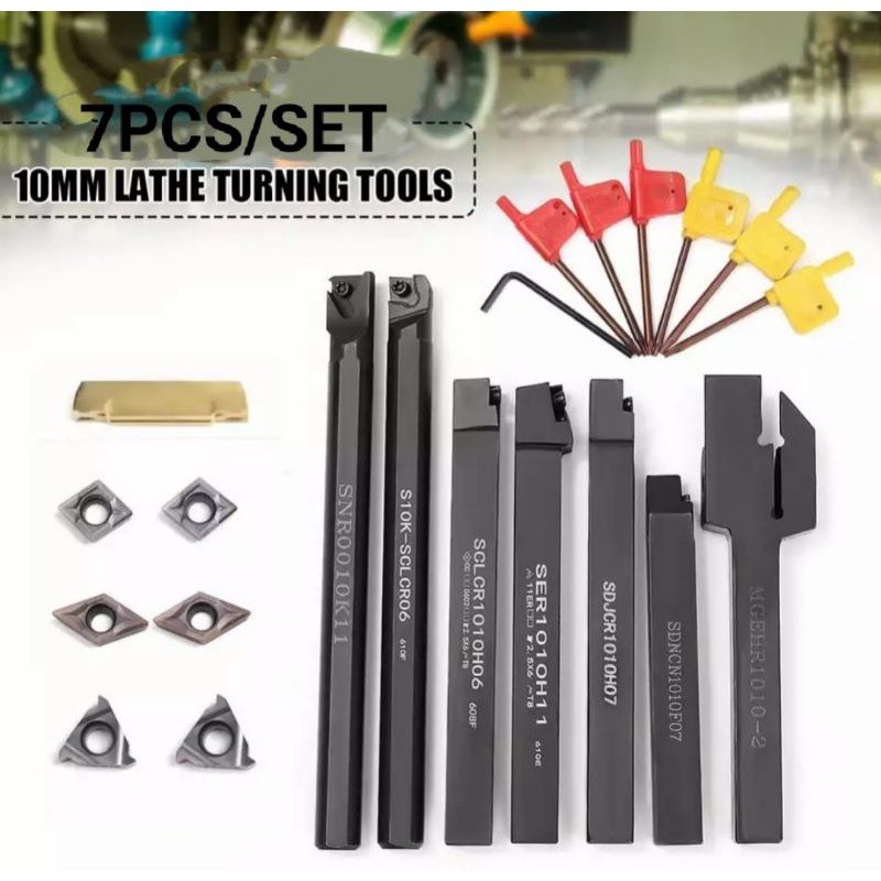 Jual holder bubut set pahat bubut Luar Dalam 1010 10mm 7pcs set insert ...