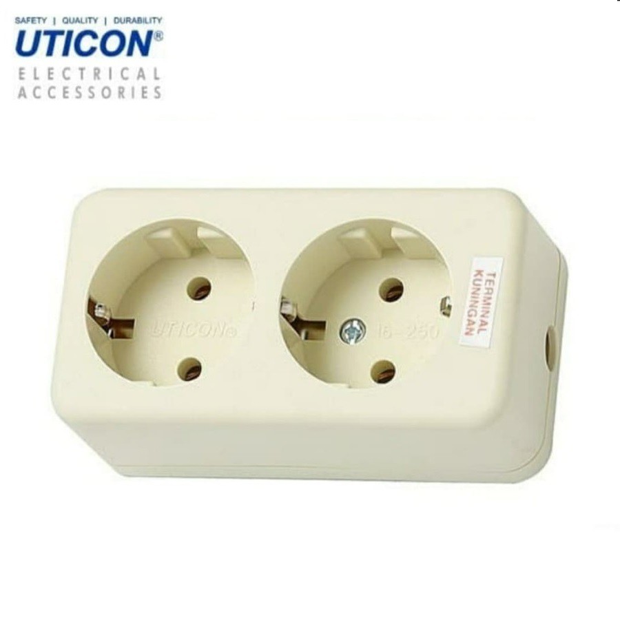 Jual Uticon Stop Kontak 2 Lubang ST 128 Arde - Terminal Kuningan | Shopee Indonesia
