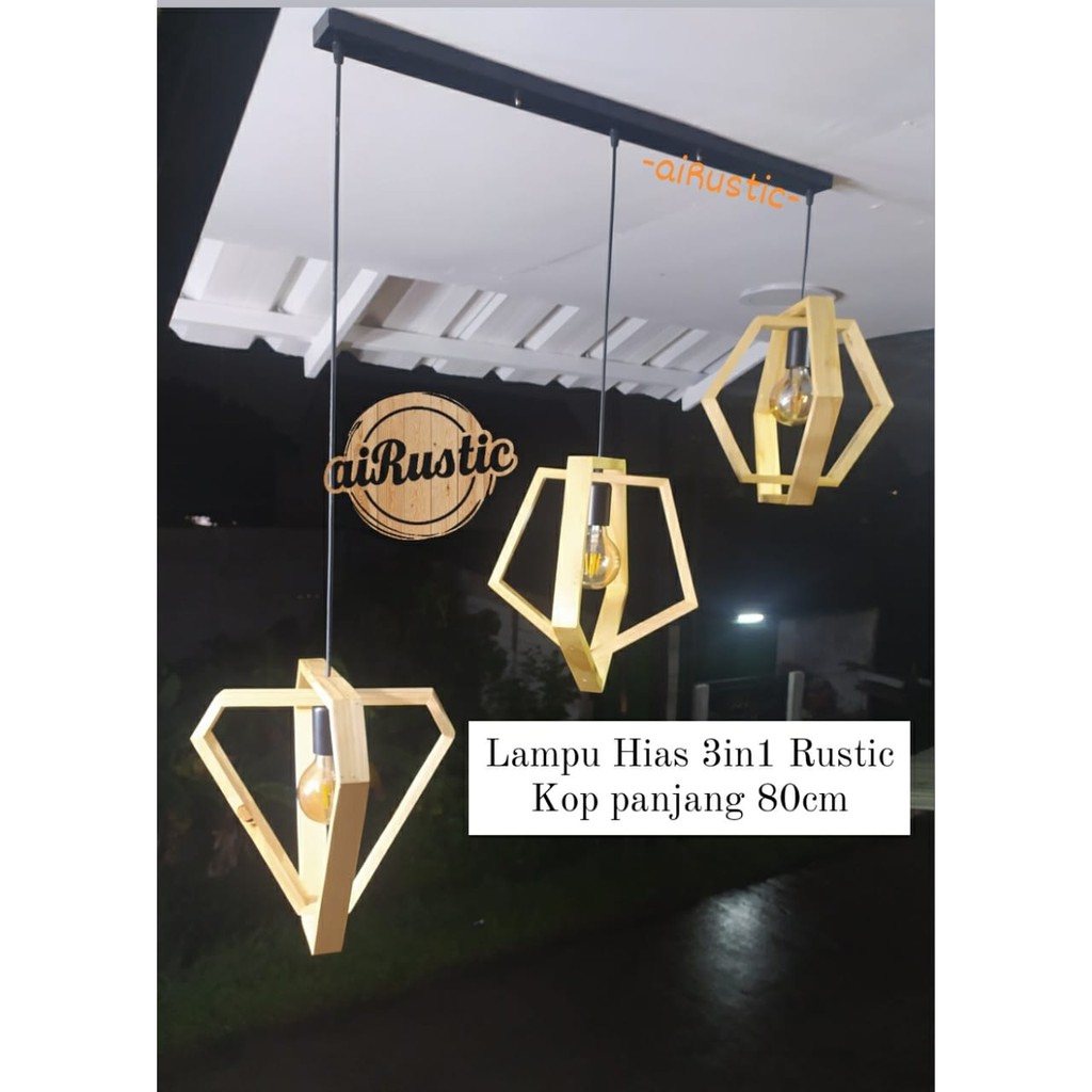 Jual lampu gantung hias 3in1 base kop plafon panjang - kayu jati belanda dua lapis | Shopee ...