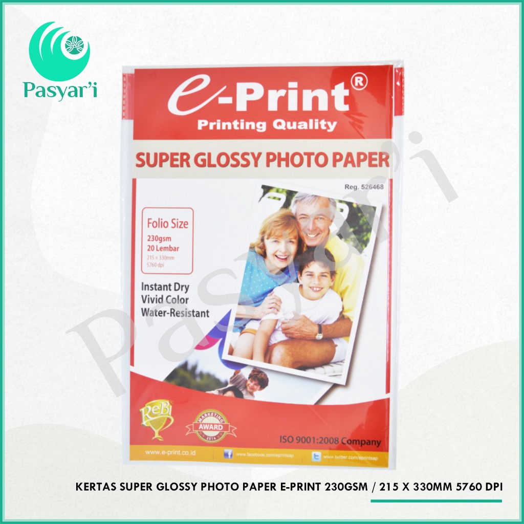 Jual Kertas Super Glossy Photo Paper e-print 230gsm / 215 x 330mm Folio ...