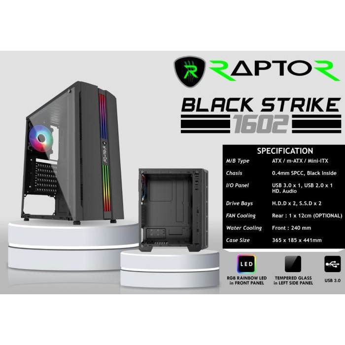 Jual Casing Gaming Raptor 1602 With LED Strip RGB - Casing Gaming ...