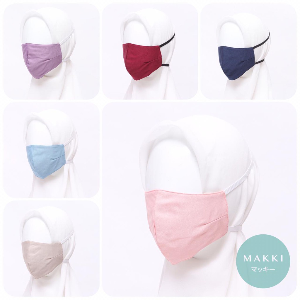 Jual Masker Kain MAKKI Model Hijab / Head Loop Bahan Premium 6 Warna ...