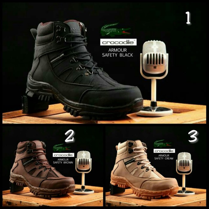 Jual sepatu boots pria safety crocodile armor ujung besi tracking ...