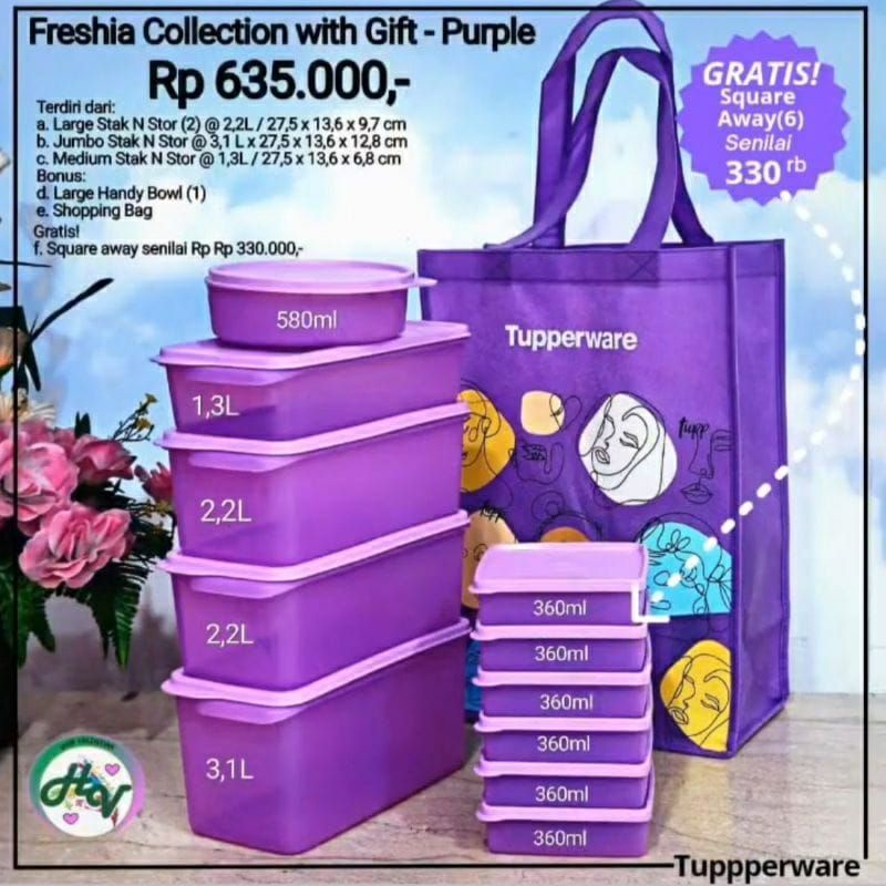 Jual Freshia collection with gift set tupperware | Shopee Indonesia