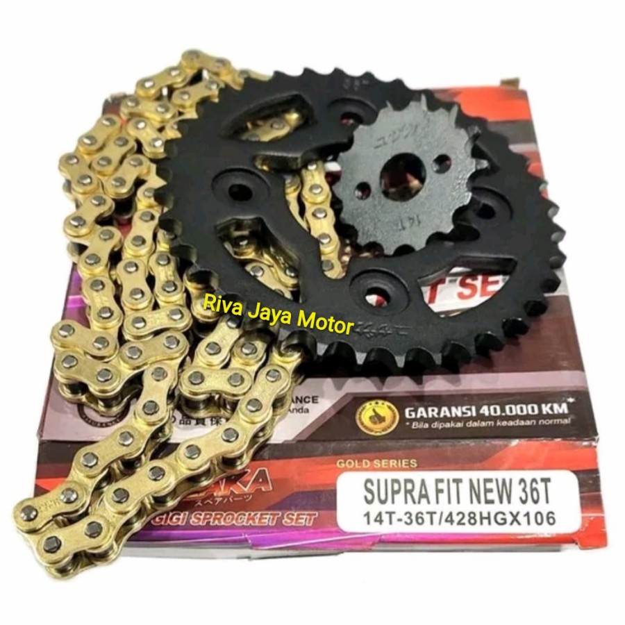 Jual Gear Paket Gir Set + Rantai Gold Supra Fit New 40t 36T 38T Revo Lama Yuzaka Girset Honda ...