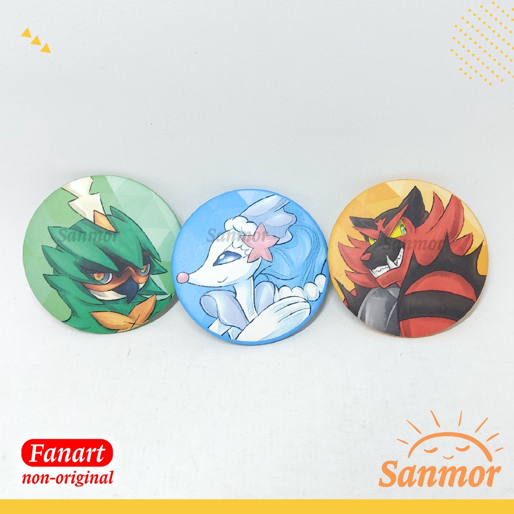 Jual Merchandise Pin Fanart - Pokemon Sun Moon Starter Final Evolution ...