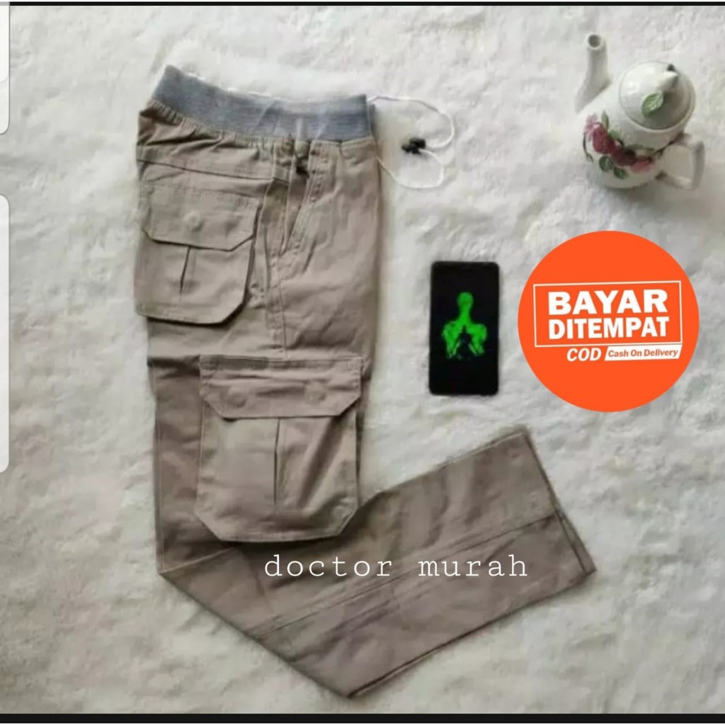Jual CELANA CARGO PANJANG PINGGANG KARET 2021 | Shopee Indonesia