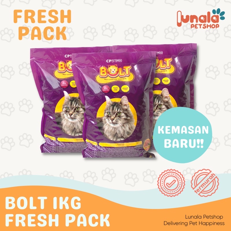Jual Bolt Adult Tuna Flavour 1KG Fresh Pack Makanan Kucing Ungu Kemasan ...