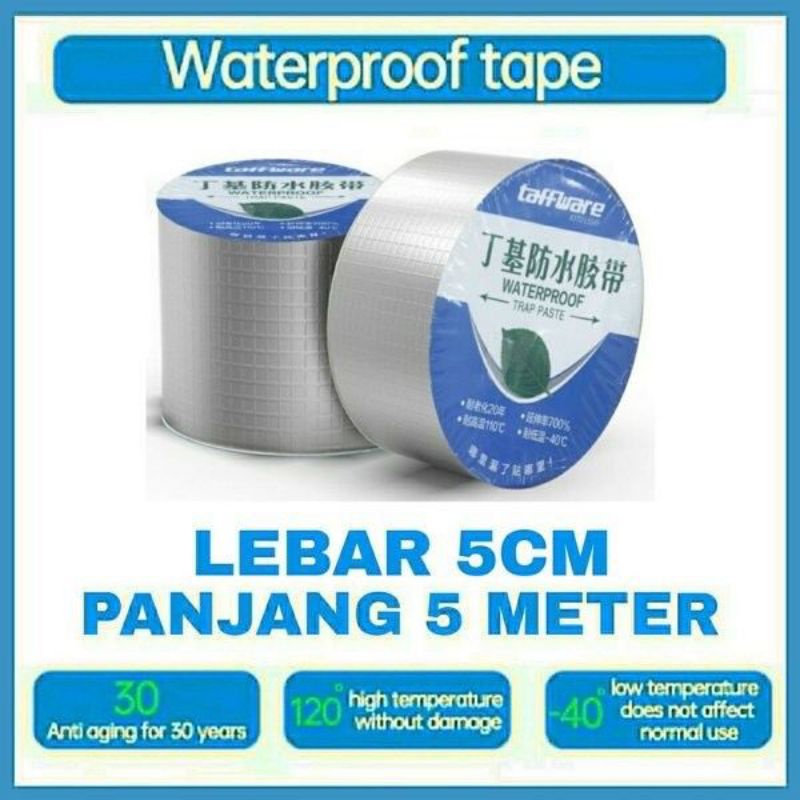 Jual Lakban aluminium Anti Bocor 5cm x 5meter Aluminum Foil Butyl Super Tape Waterproof / Lem ...