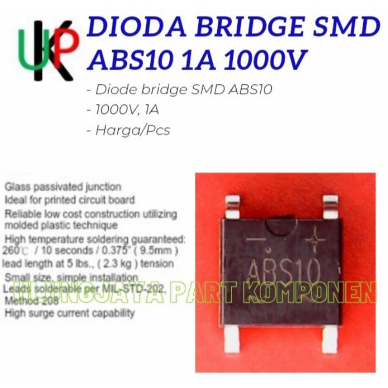 Jual dioda bridge ABS10 SMD 1A 1000V | Shopee Indonesia