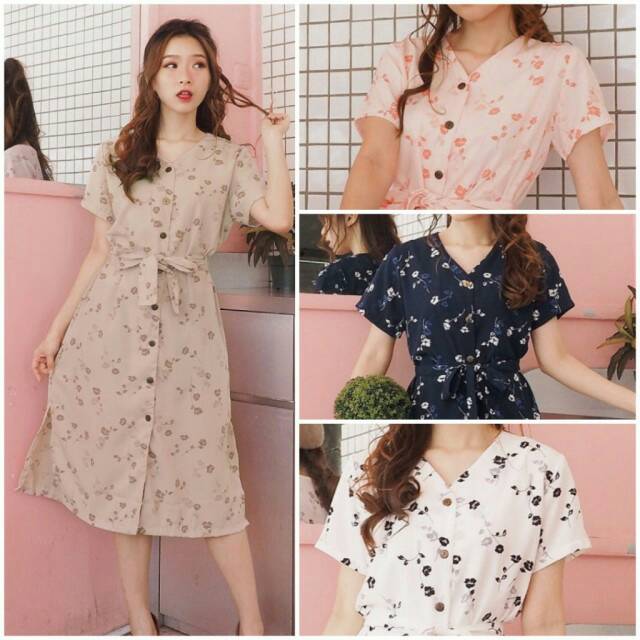 Jual NEW Dress Korea Motif Bunga | Shopee Indonesia
