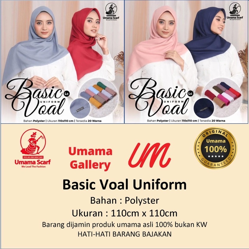 Jual Umama Scarf - Basic Voal Uniform (110 cm x 110 cm) | Shopee Indonesia