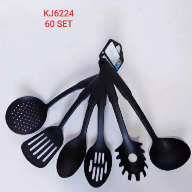 Jual Spatula set isi 6 - sendok masak - sutil - sodet - black series ...