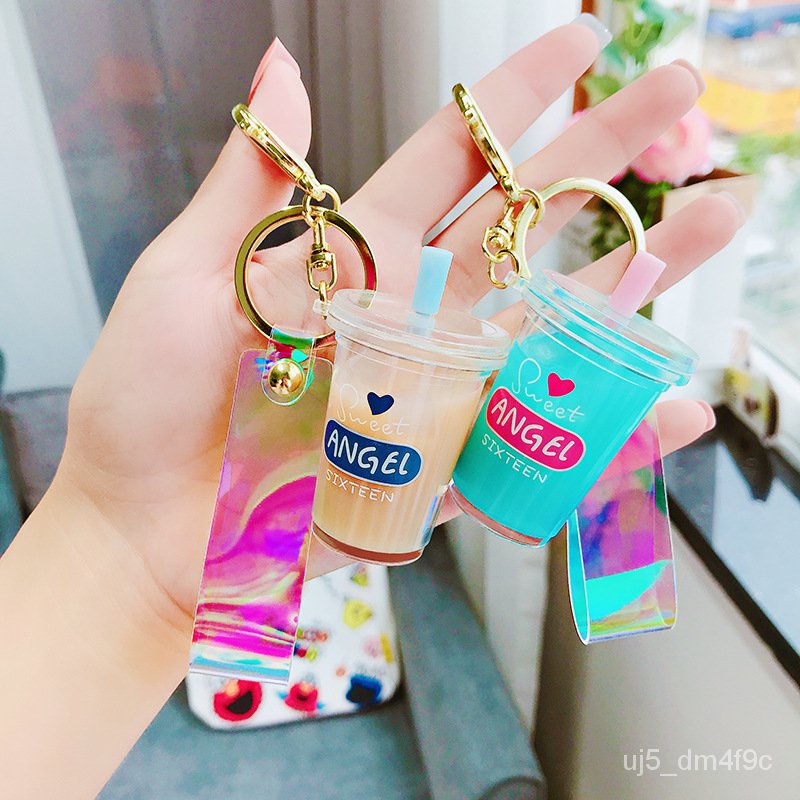 Jual Creative Mini Soft Drink Keychain Milk Tea Beverage Bubble Tea ...