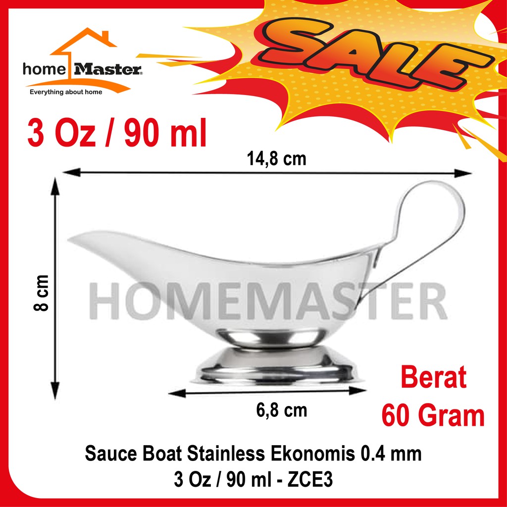 Jual HomeMaster Sauce/Saus/Gravy Boat Steak Stainless Ekonomis 0.4 mm 3 ...