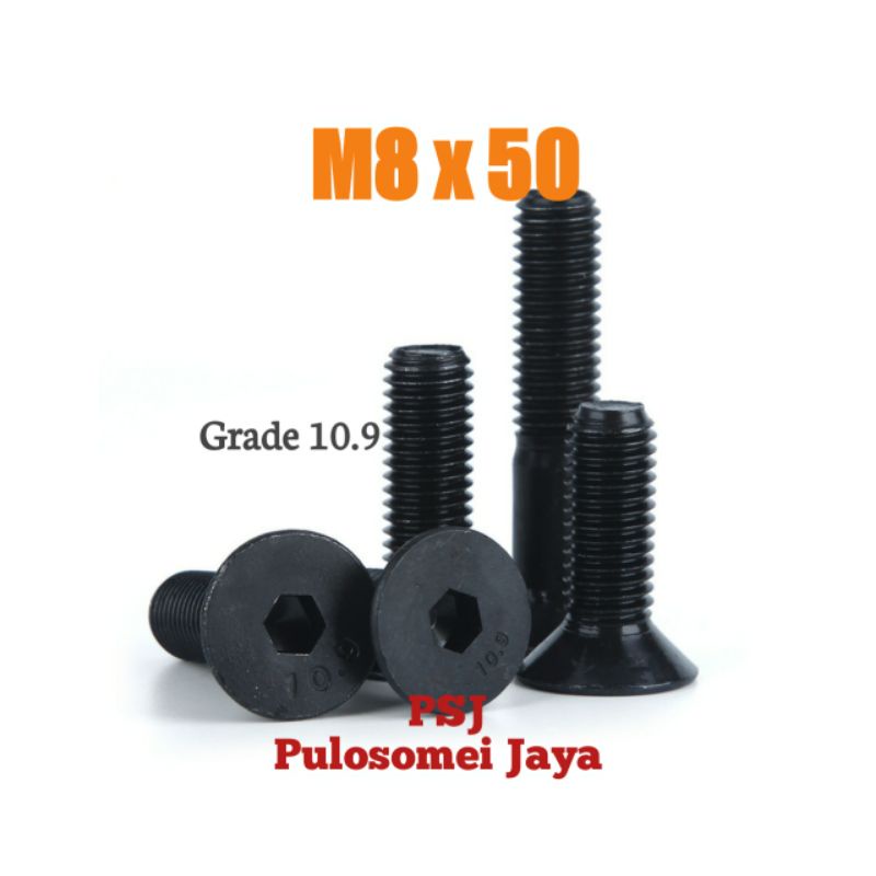 Jual Baut JF L Baja M8 x 50 / Baut Verseng Baja M8 x 50 / Grade 10.9 | Shopee Indonesia