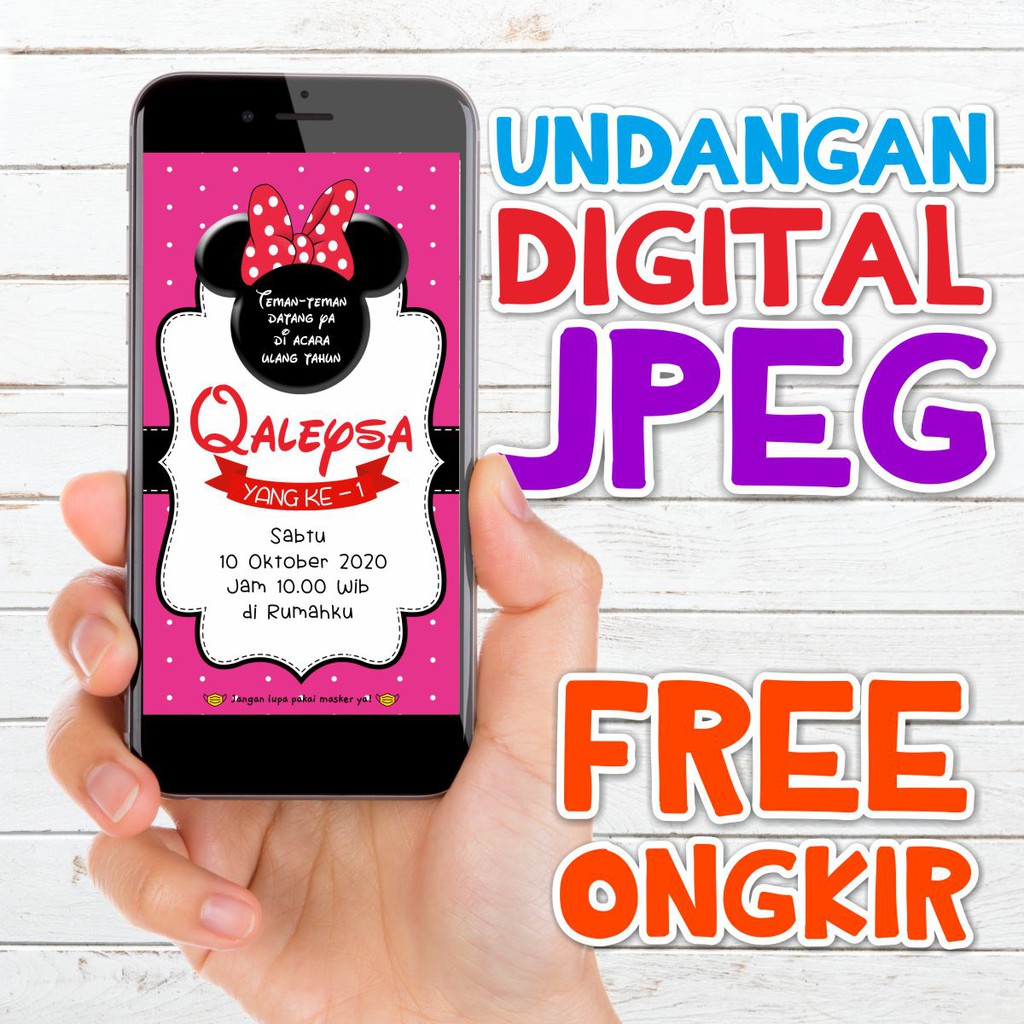 Jual Undangan Ulang Tahun Digital - Minnie Mouse / Mini Mouse - e ...
