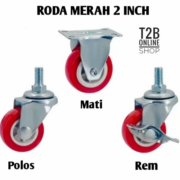 Jual Roda Castor Nilon Hidup Rem 2 Inch, Lemari, Kursi , Etalase, Troly ...