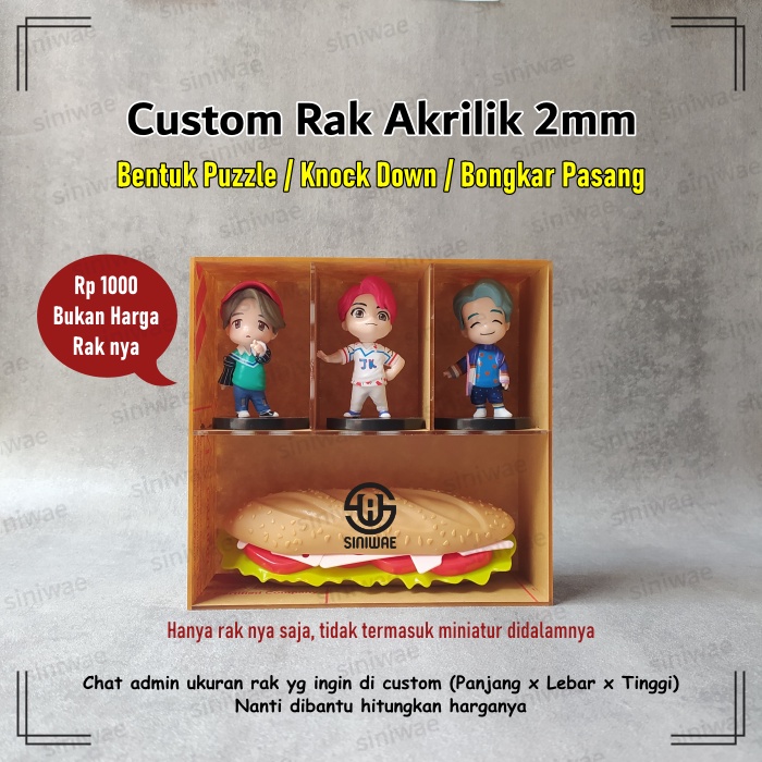 Jual Custom Rak Box Display Akrilik 2mm Rak Susun Acrylic Buka Tutup ...